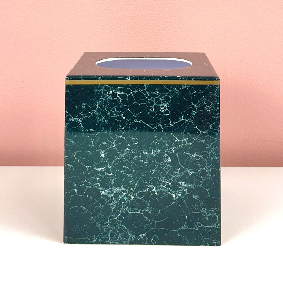 Green Faux Stone Tissue Box Cover | Barela Vintage | New York, NY
