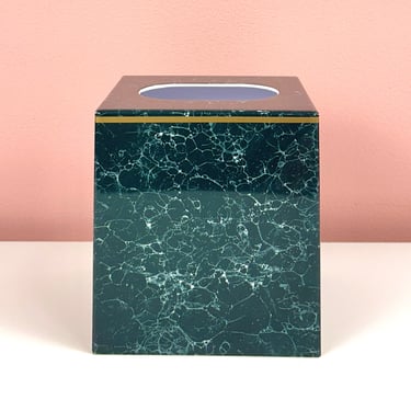 Green Faux Stone Tissue Box Cover | Barela Vintage | New York, NY