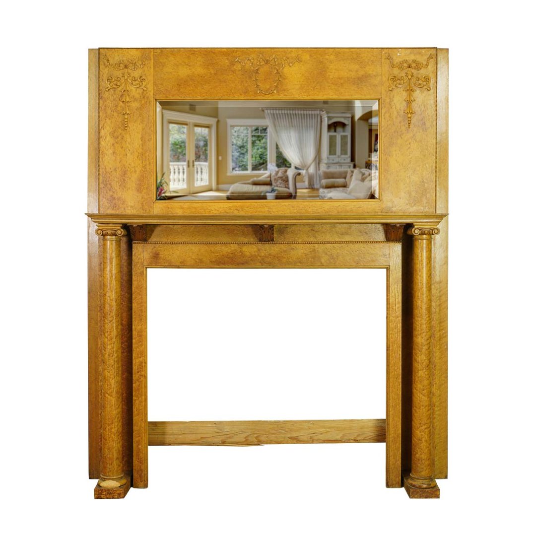 Antique Victorian Light Wood Mantel with Beveled Mirror | Olde Good ...
