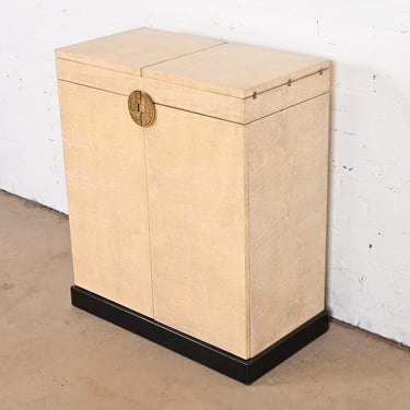 Karl Springer Style Hollywood Regency Faux Snakeskin Flip Top Dry ...