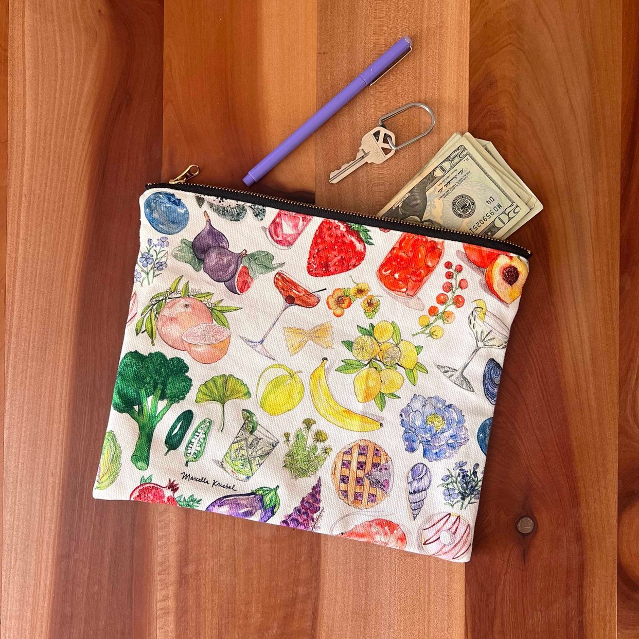 Rainbow Illustrated Feast Zipper Pouch | Marcella Kriebel Art ...