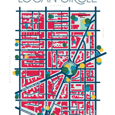 Logan Circle 11x17 Washington DC neighborhood map print | Wild Places ...