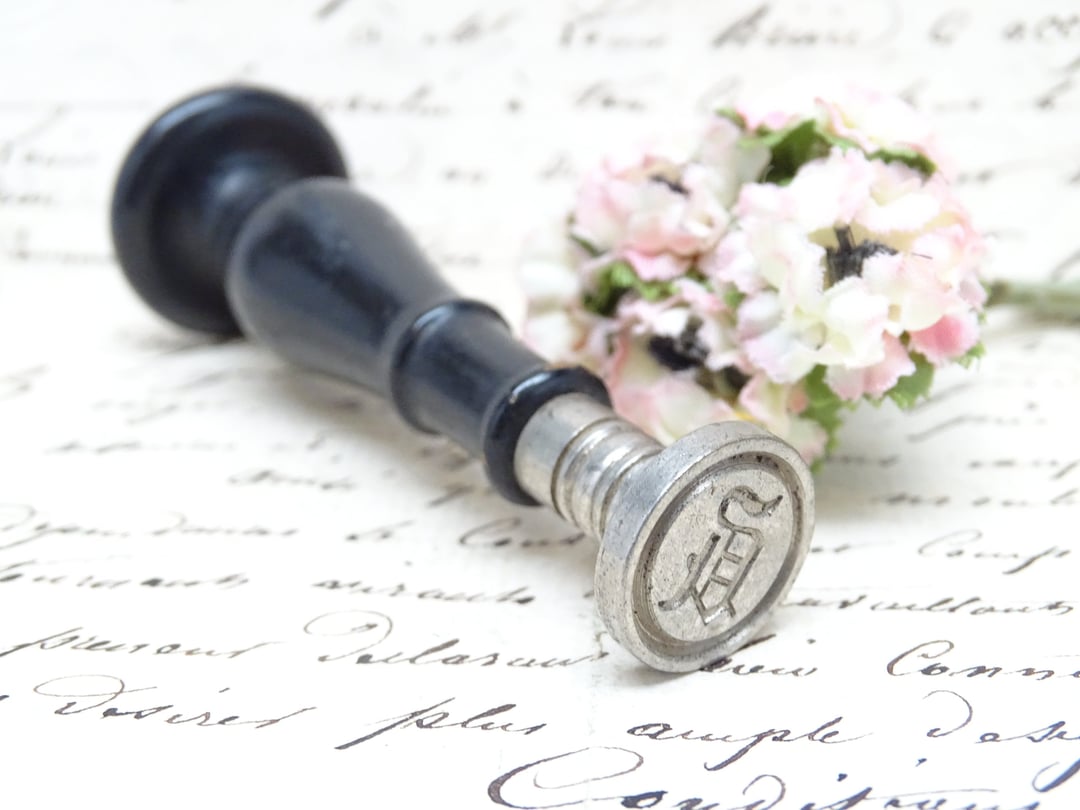 Early 1900's Antique French Letter Wax Seal Stamp, Monogram Initial ...