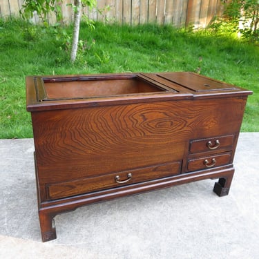 Antique JAPANESE 3 DRAWER HIBACHI Wood & Copper COFFEE TABLE / PLANTER ...
