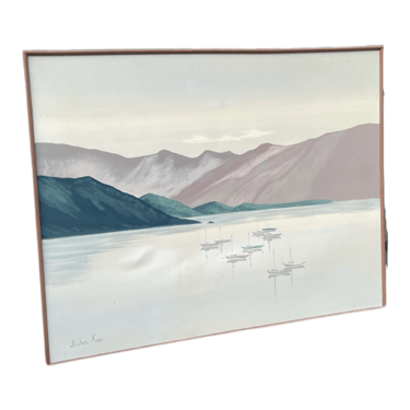 Stephen Kaye Signed Original Postmodern Painting of Boats | Reuse ...