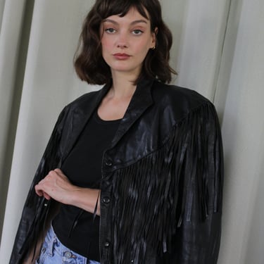 Vintage Jet Black Western Leather Jacket | Na Nin - Richmond, VA | ATTIC