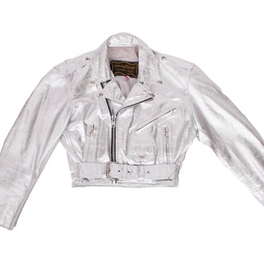1980s Metallic Silver Biker Jacket | Mercy Vintage - Oakland, CA | ATTIC