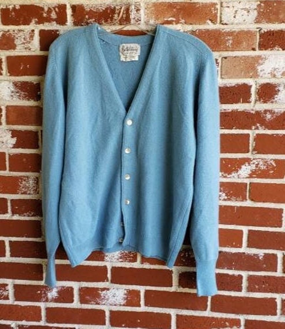 Vintage 50s/60s Blue Cashmere Cardigan Battelsteins | Flashback Vintage ...