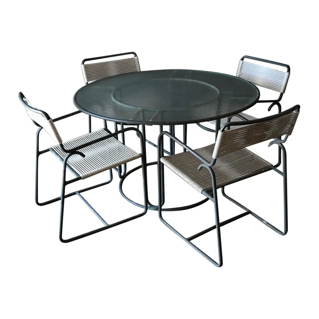 Walter Lamb for Brown Jordan Bronze Dining Set with 4 Armchairs, | The ...