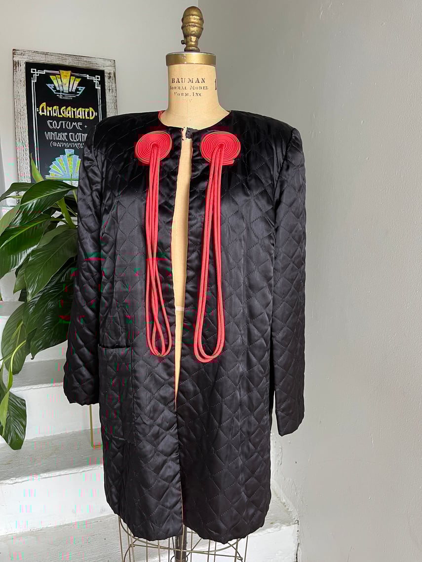 Amazing Old Hollywood Black Satin Hostess Jacket by Textron Medium ...
