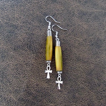 Ankh Egyptian African earrings, fertility symbol, Afrocentric bone ...