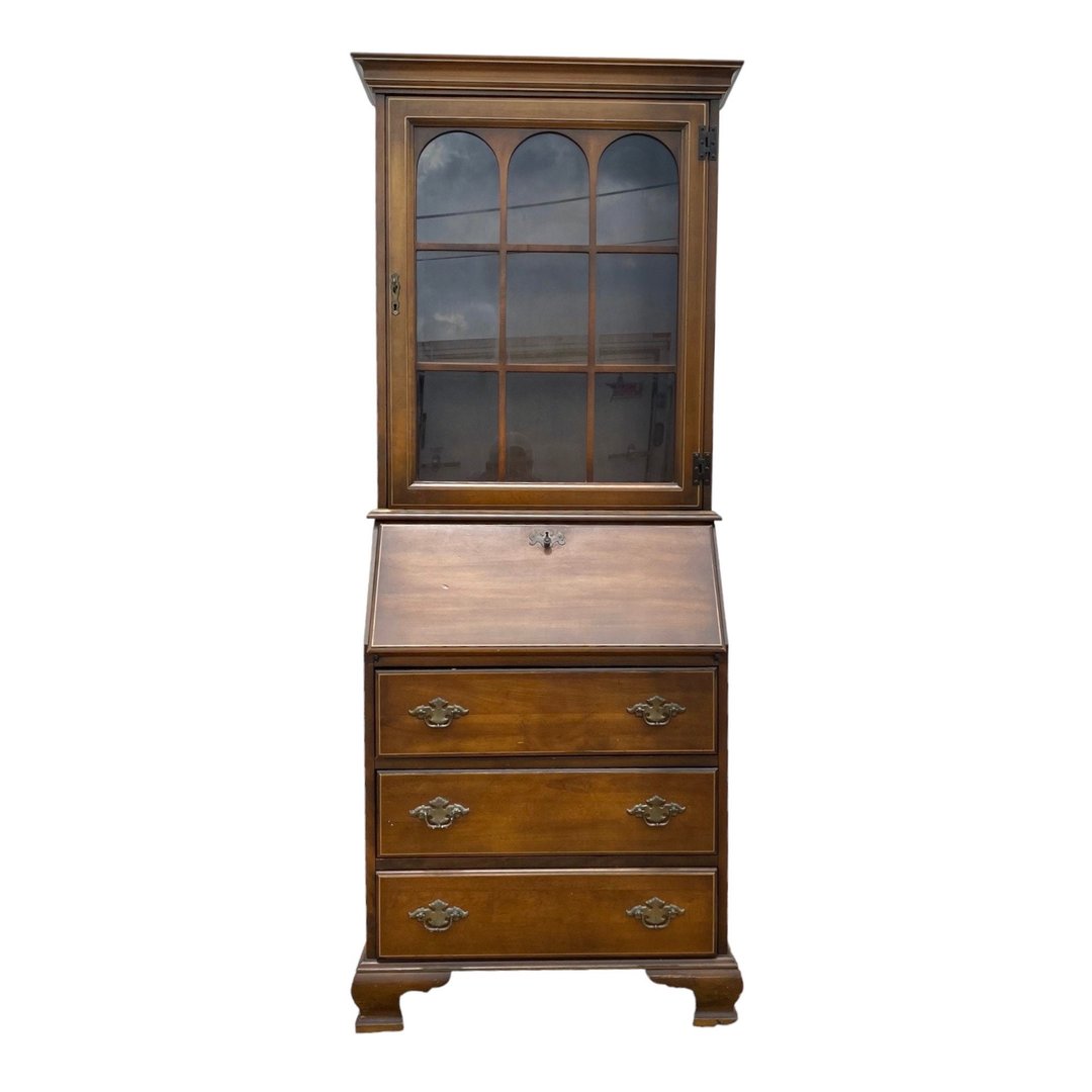 Vintage Secretary Desk with Skeleton Key, 3 Dovetailed Drawers & Wooden ...