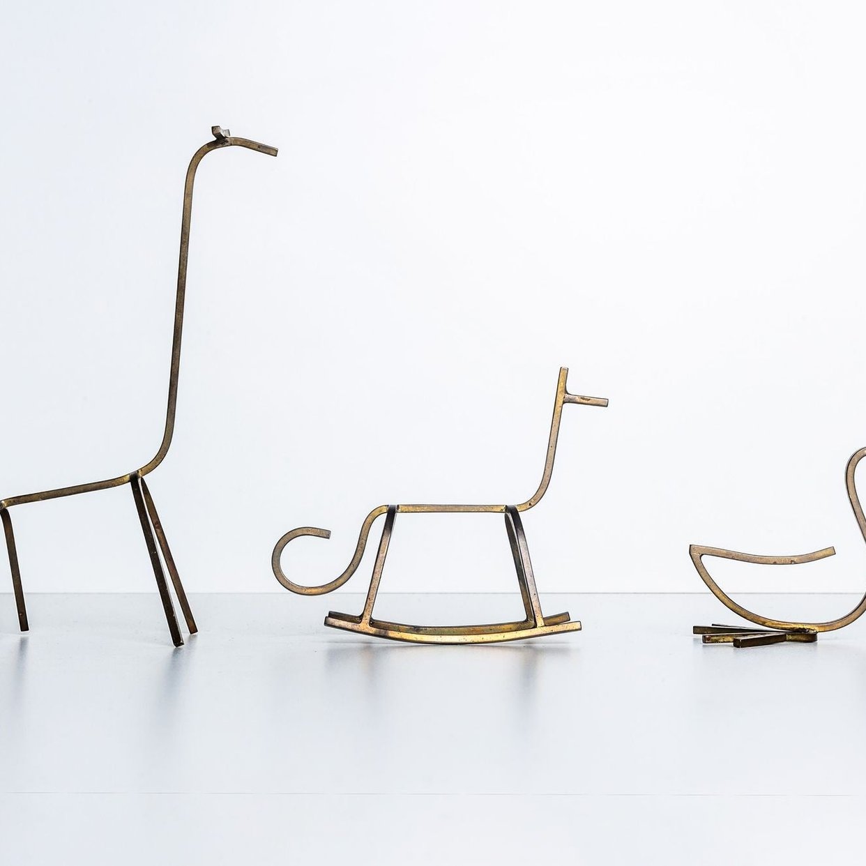 Simon Kops set of Brass Minimalist Animal Sculptures | Converso ...