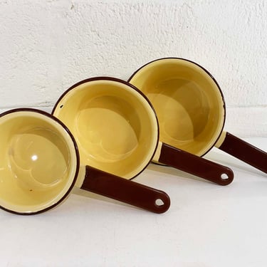 Vintage Brown Enamel Cookware Pan Tan MCM Mid-Century | Check Engine ...