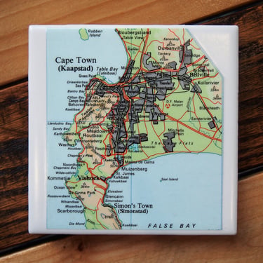 1985 Cape Town South Africa Map Coaster. Cape Town | All Mapped Out ...