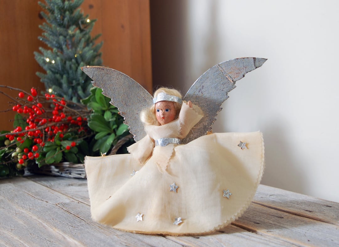 Antique angel tree topper / vintage Christmas tree topper / collectable ...