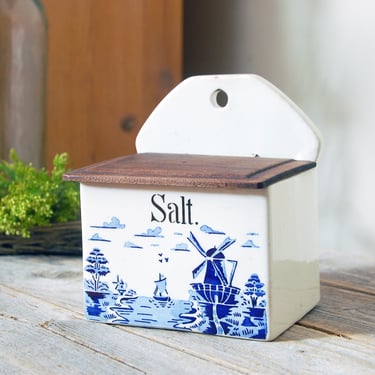 Vintage salt box / vintage Delft salt box with | Sunflower Hill Market ...