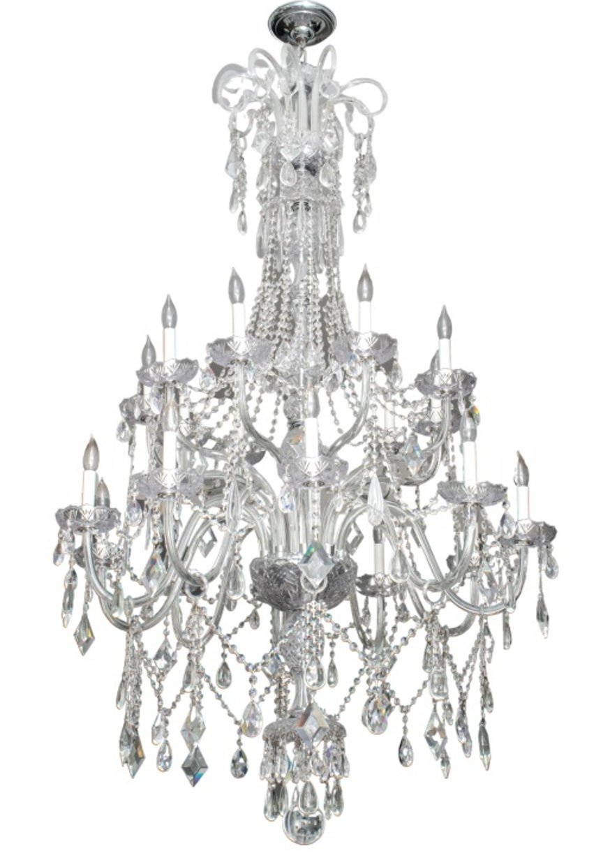 Waterford Style Large Crystal 20-Light Chandelier | Showplace Antique ...