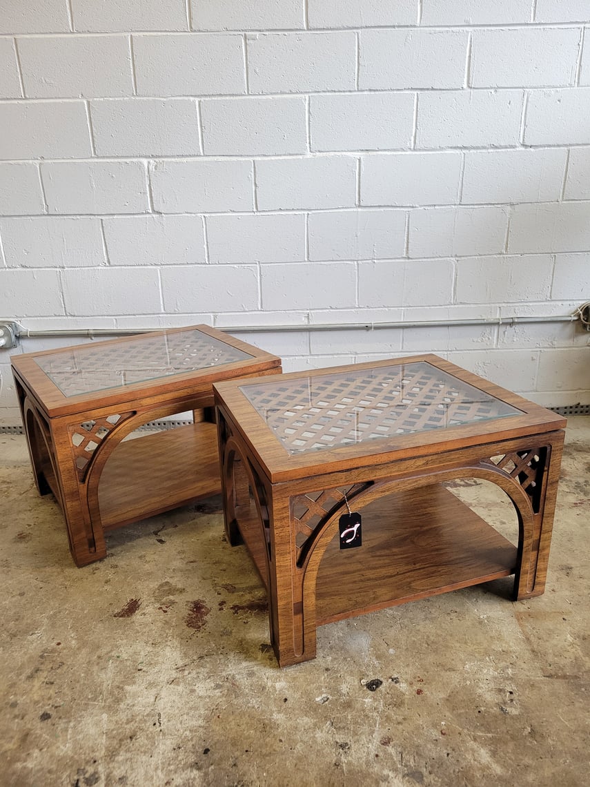 Pair of Vintage Lattice Arch Side Tables | Wishbone Reserve | Baltimore, MD