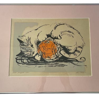 Vintage Cat Art Playful Kitten 9/200 Signed + Numbered Playful Cat ...