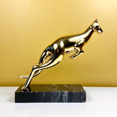1980 Dolbi Cashier Brass & Marble Kangaroo Statue | Barela Vintage ...