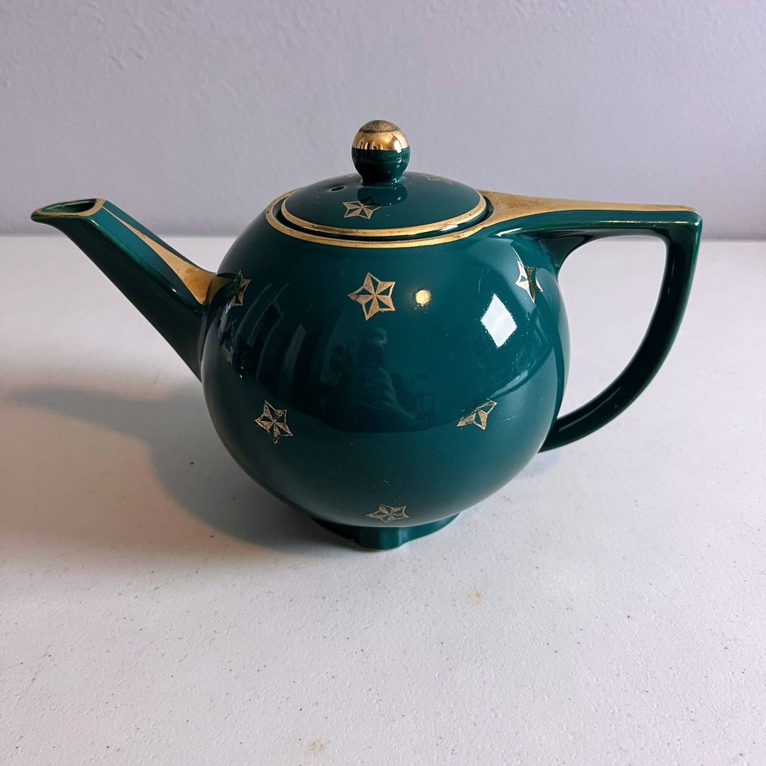 Vintage Hall China Star Teapot Stand Gold Design 6 Cup 1930s | Over the ...