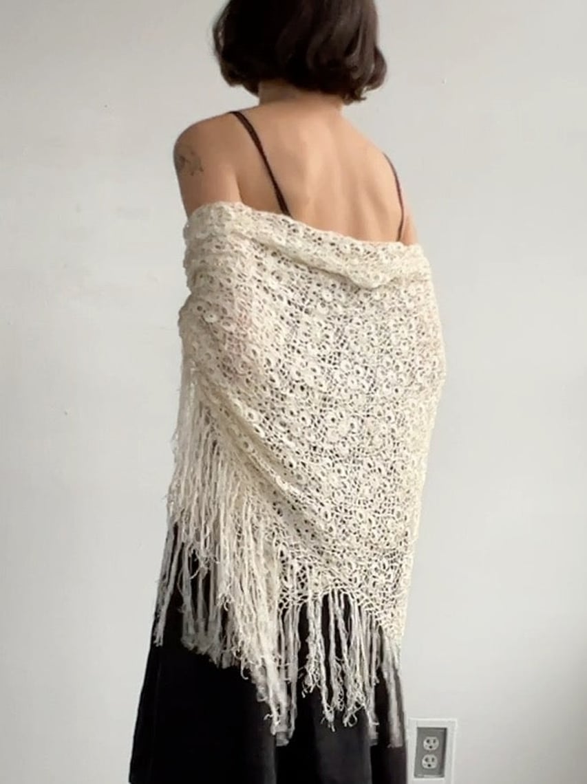 Antique Silk Crocheted Shawl | Banshee | Portland, OR