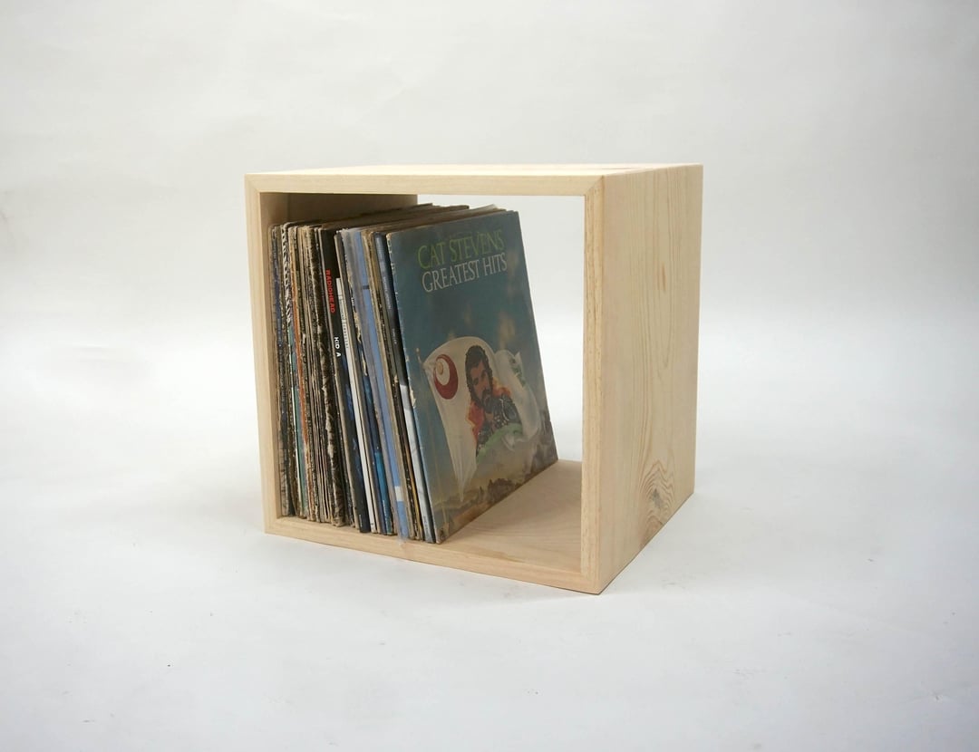 Square Record Storage, Short Cube Record Holder - Raw | The Owl Design ...