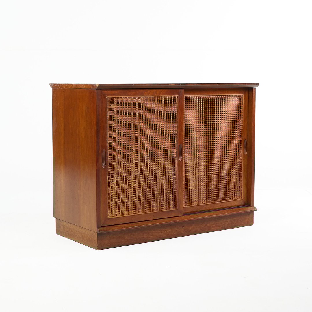 Mid Century Small Walnut and Cane 2 Door Cabinet - mcm | Modern Hill ...