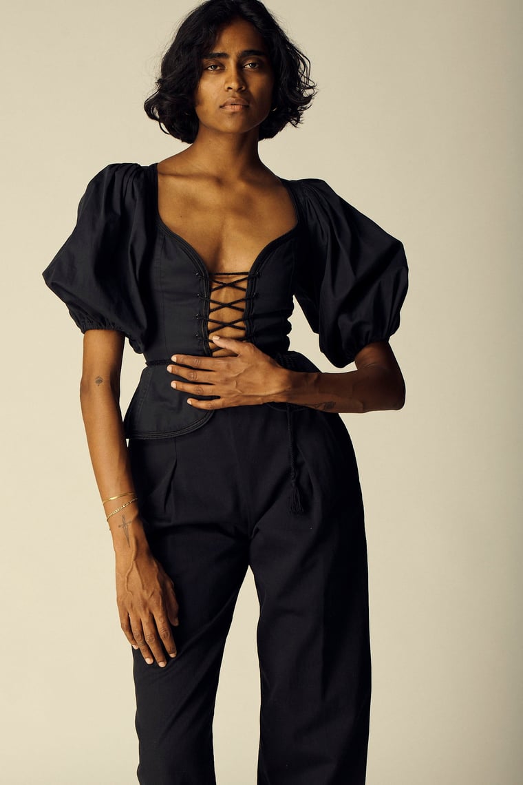 Ysl Black Corset Blouse | Desert Vintage | Tucson, AZ