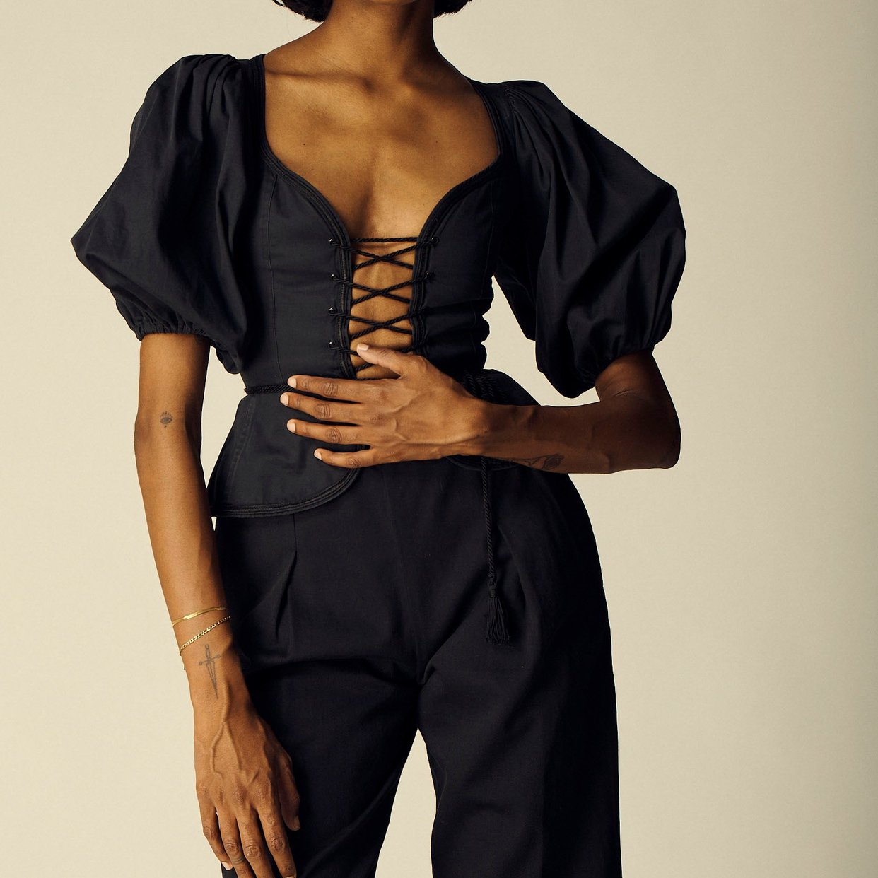 Ysl Black Corset Blouse | Desert Vintage - Tucson, AZ | ATTIC
