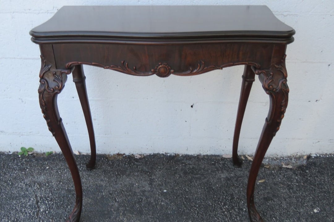 French Early 1900s Card Gaming Console Table 3804 | Hollywood Antiques ...
