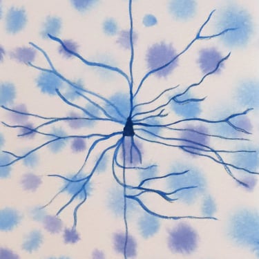 Vintage-style Pyramidal Cell - original watercolor painting of neuron ...