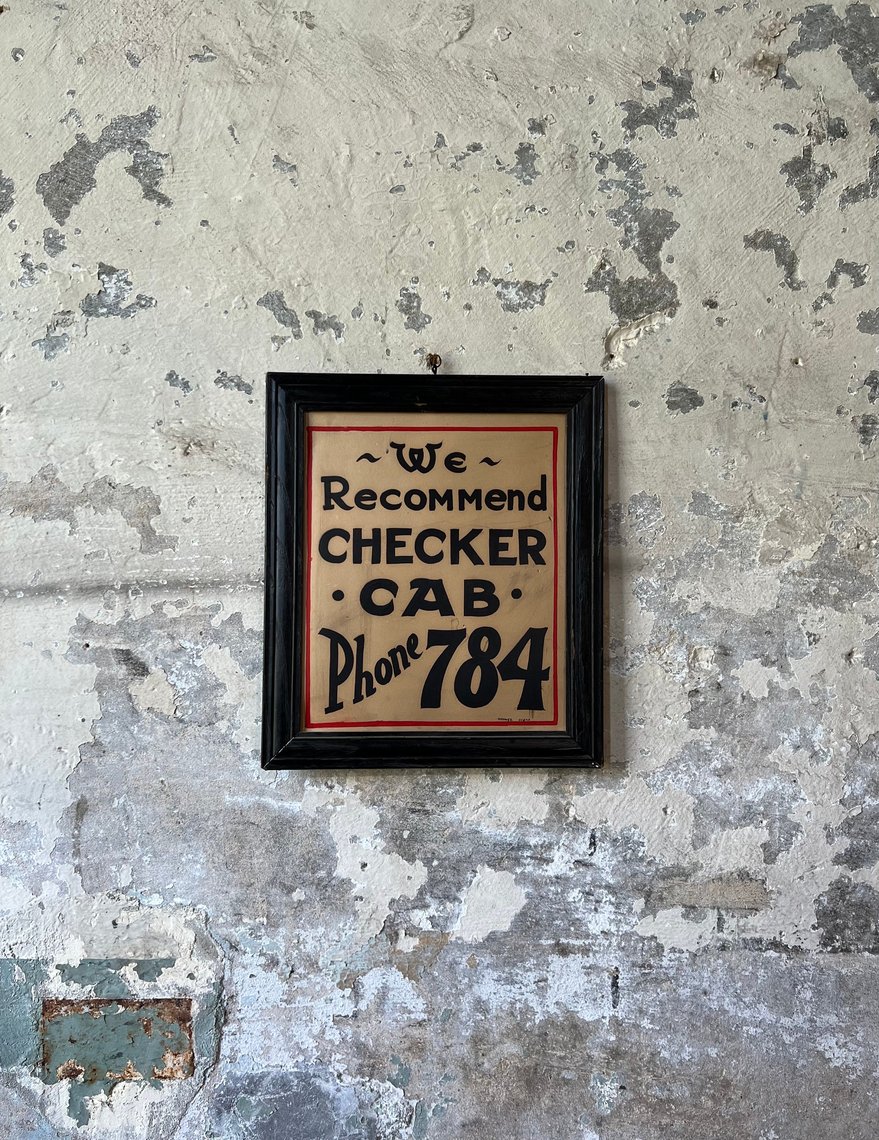 Vintage ‘We Recommend Checker Cab’ Hand Painted Framed Sign | North ...