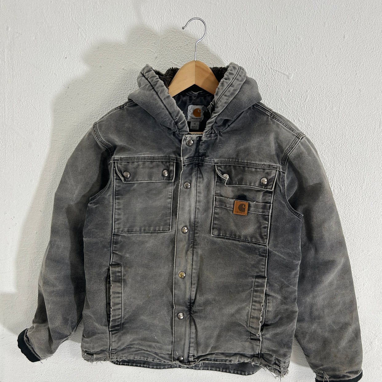 Vintage Carhartt Gray Zip-Up Hooded Jacket Sz. M | Throwbacks Northwest ...