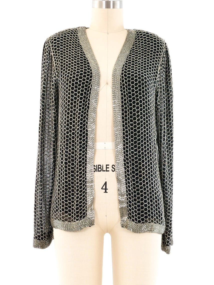 Silver Honeycomb Beaded Cardigan | New / Found | Los Angeles, CA
