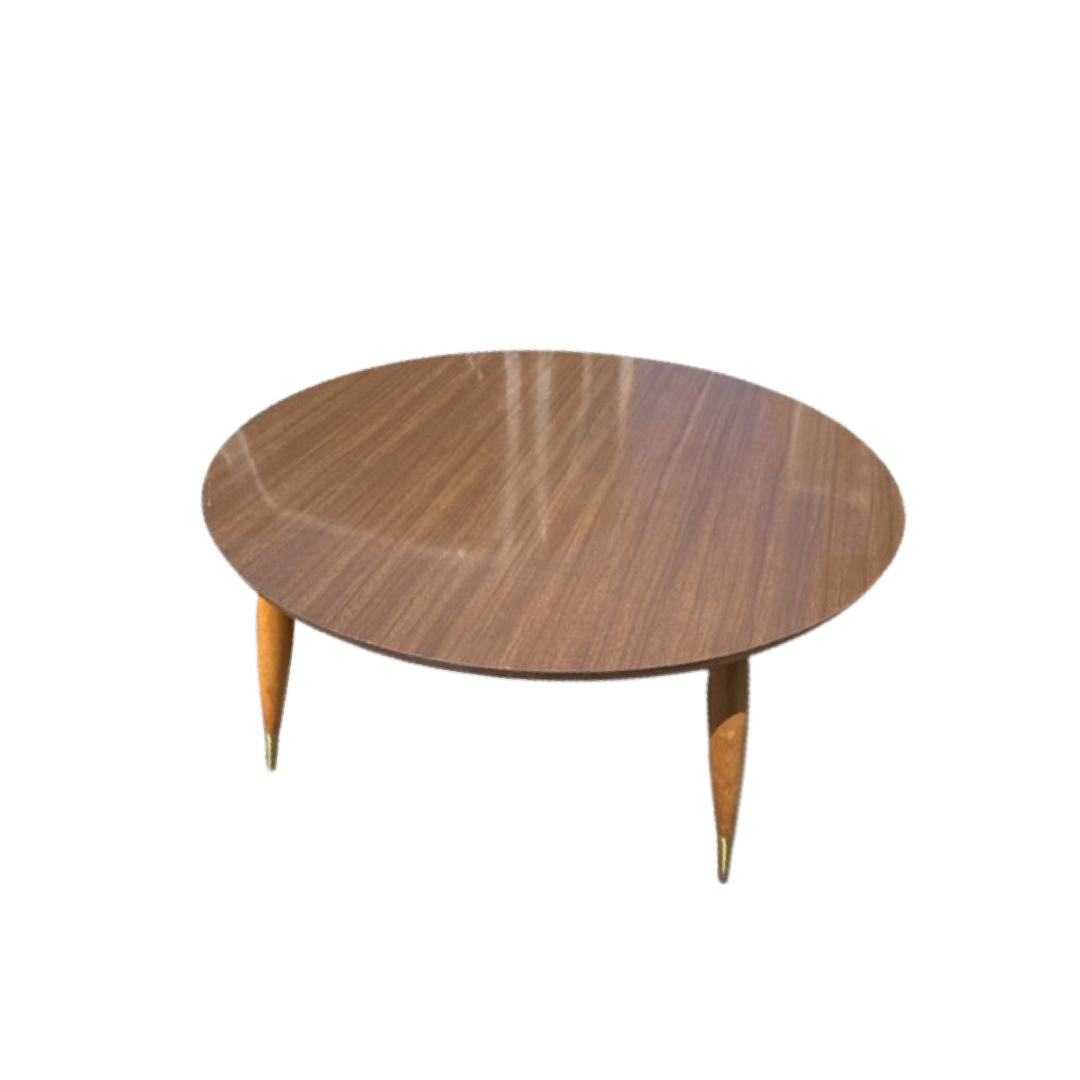 Round Wood Veneer MCM Coffee Table | Reuse America | Brooklyn, NY