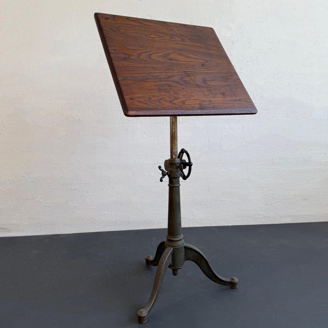 Antique Industrial Adjustable Cast Iron Drawing Easel Table ...