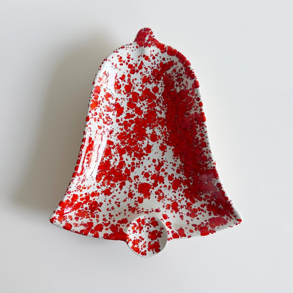 Mid-Century Christmas Bell Splatter Painted Red Ceramic Mold | Table ...