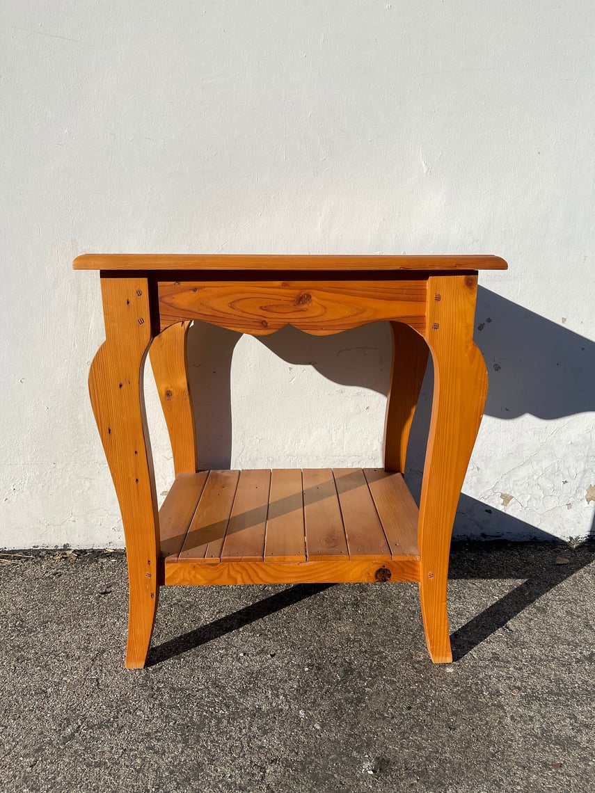 Antique Pine Wood Side Table 2 Tier Accent End Side Table | Deja Vu ...