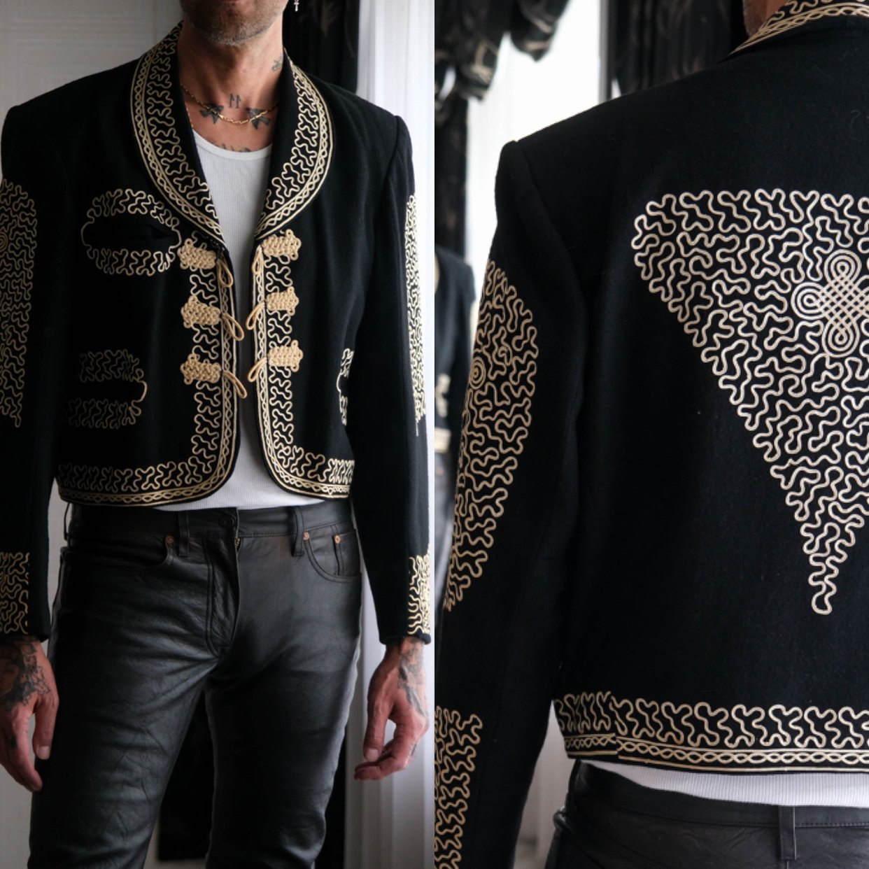 Vintage 40s Black Wool Mexican Charro Bolero w/ | The Vault 1969 - San ...