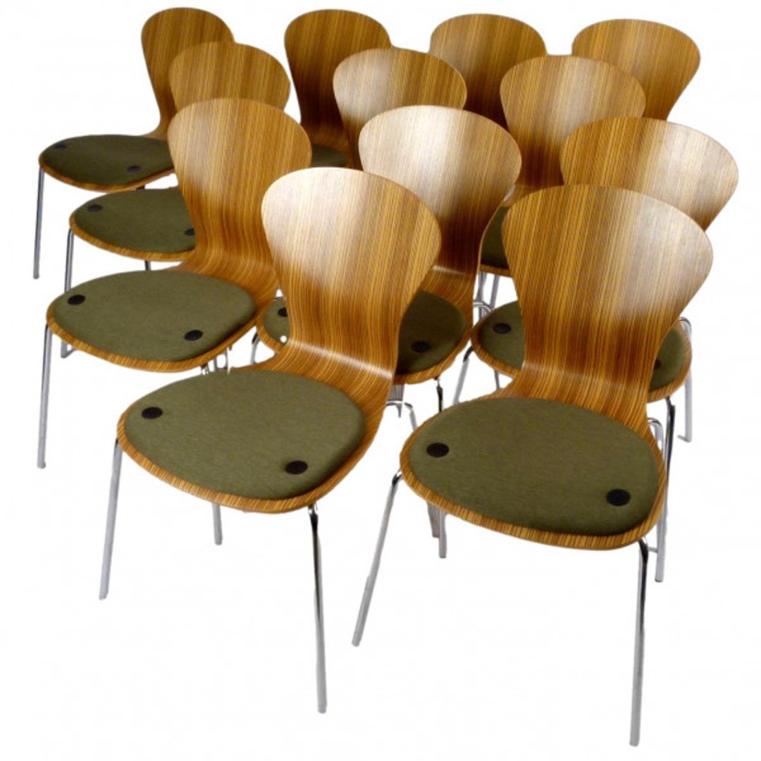Set of 12 Knoll Zebra Wood "Sprite" Chairs | City Issue | Candler Park ...