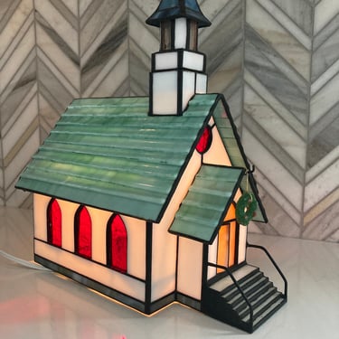 IOB Forma Vitrum "Tiny Town Church" Stained Glass Lighted House ...