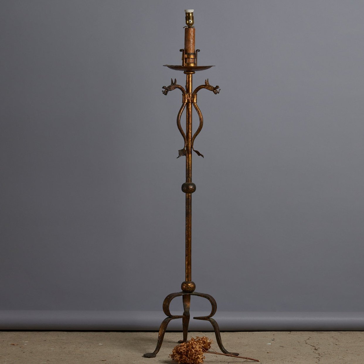 1940s Wrought Iron Gilt Neo Gothic Floor Lamp | Michael Trapp - West ...
