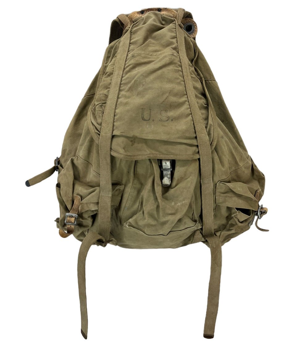 Vintage 1943 WW2 US Military Metal A Frame Canvas Backpack Rucksack ...