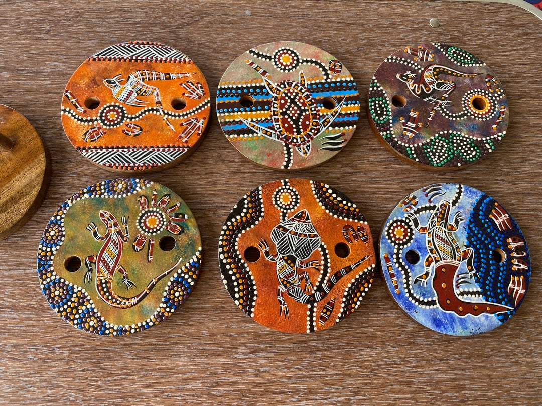 Hand Painted Aboriginal Art Coasters Set | Prima Forme | Georgetown, TX