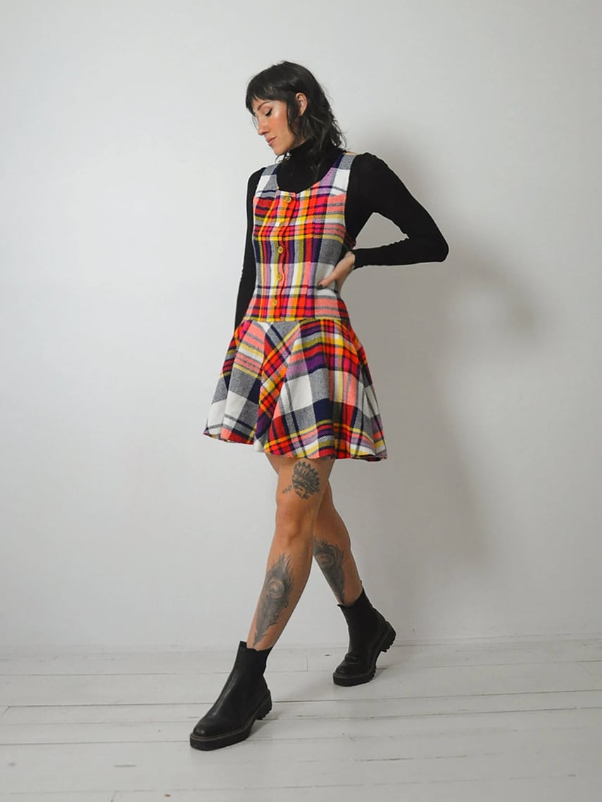 1960's Plaid Pinafore Jumper Dress | Noir Ohio | Dayton, OH