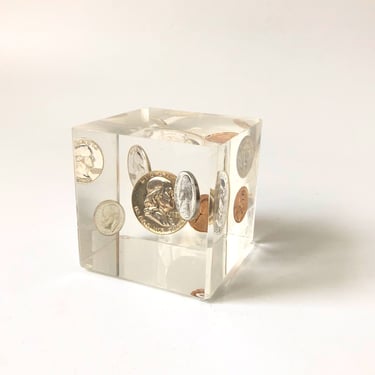 Vintage 1959 Lucite Coin Paperweight | Sergeant Sailor | Vallejo, CA