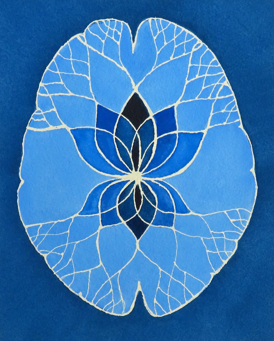 Blue Lotus Brain - original watercolor painting - neuroscience art ...