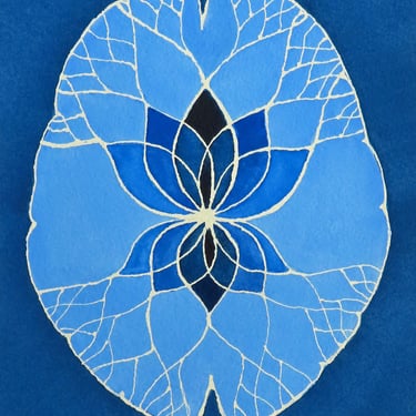 Blue Lotus Brain - original watercolor painting - neuroscience art ...